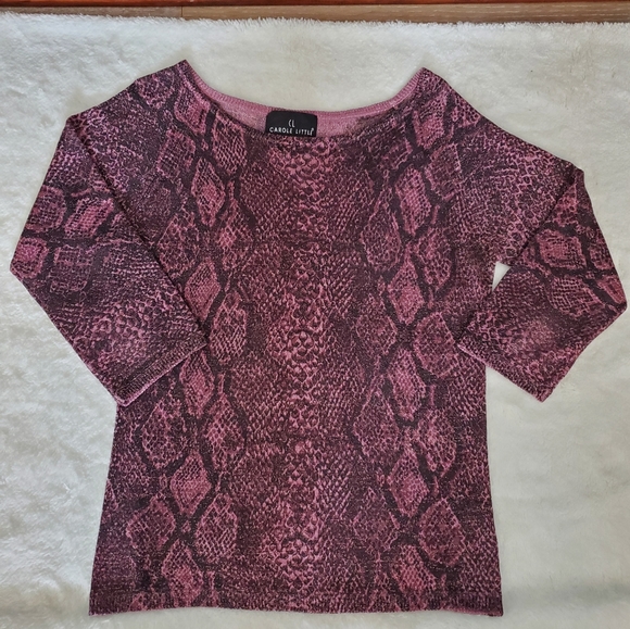 Carole Little | Sweaters | Carole Little Pink And Black Snake Skin ...